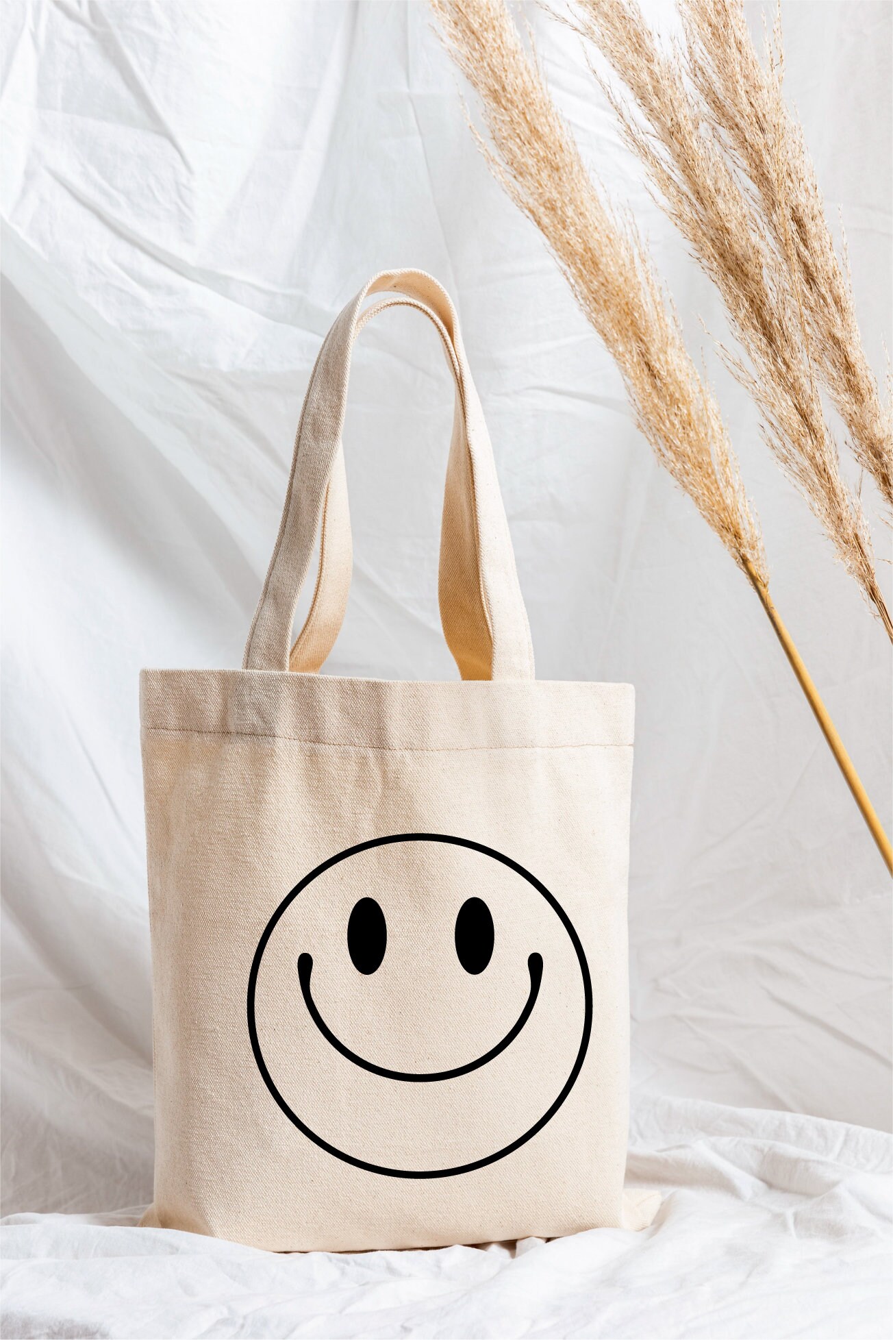 Smiley Face Canvas Tote Bag Eco Friendly Bag Positive Vibes - Etsy