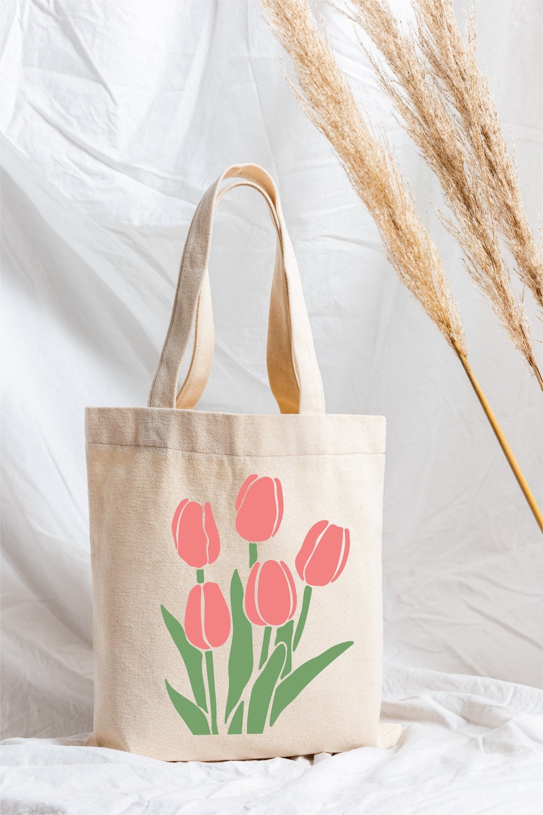 Tulip Canvas Tote Bag Spring Flower Bag Mothers Day Gifts - Etsy