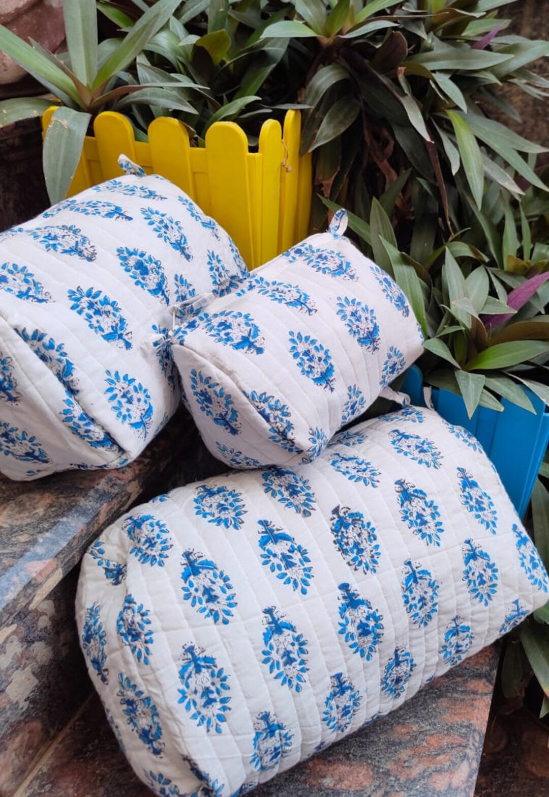 Indian Handmade Bags , Hand Block Print Toiletry Bag Storage,quilted ...