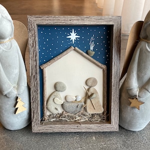 Pebble Art nativity Scene,set in a Wooden Frame,perfect Artwork for ...