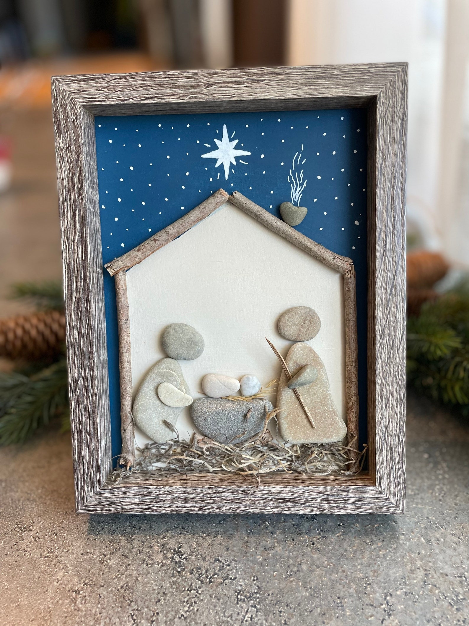 Pebble Art nativity Sceneset in a Wooden Frameperfect - Etsy
