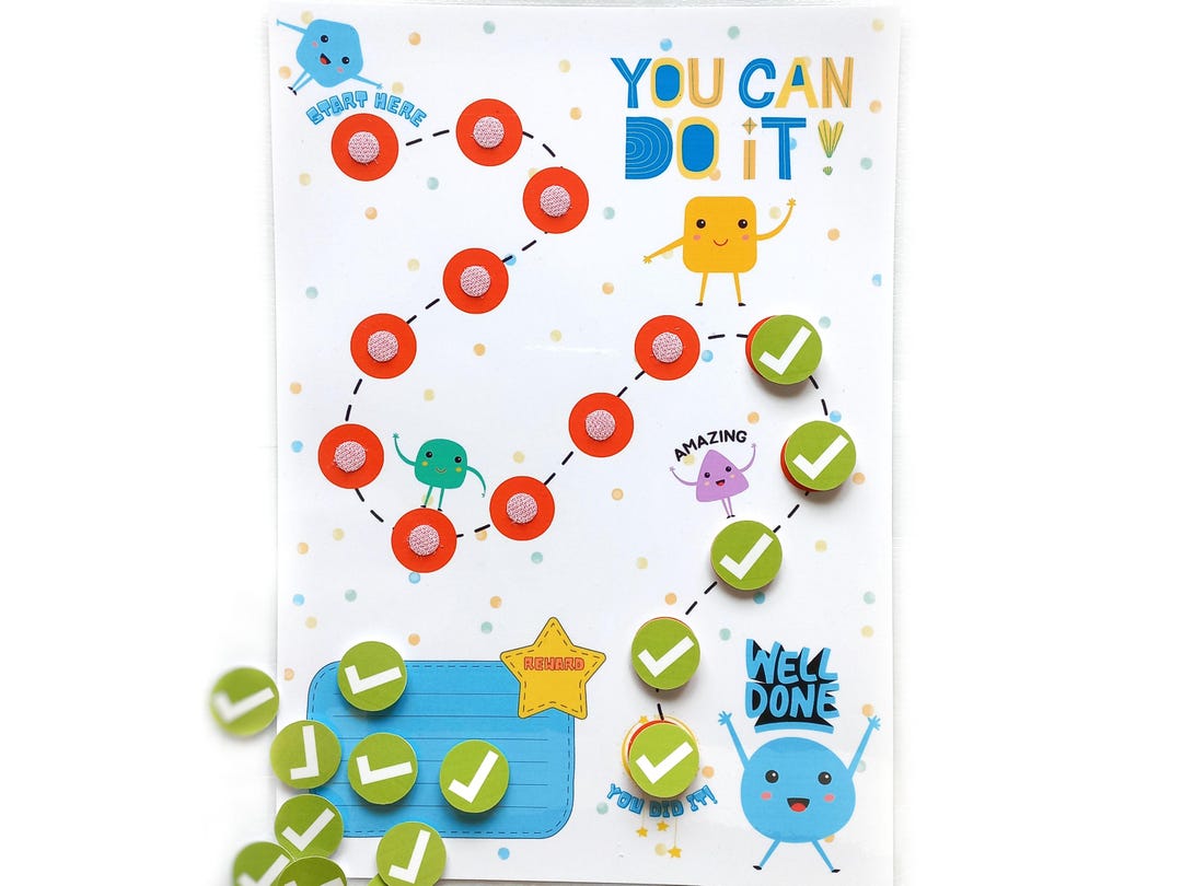Reward Chart for Kids Children Motivational Goal Path With Removable ...