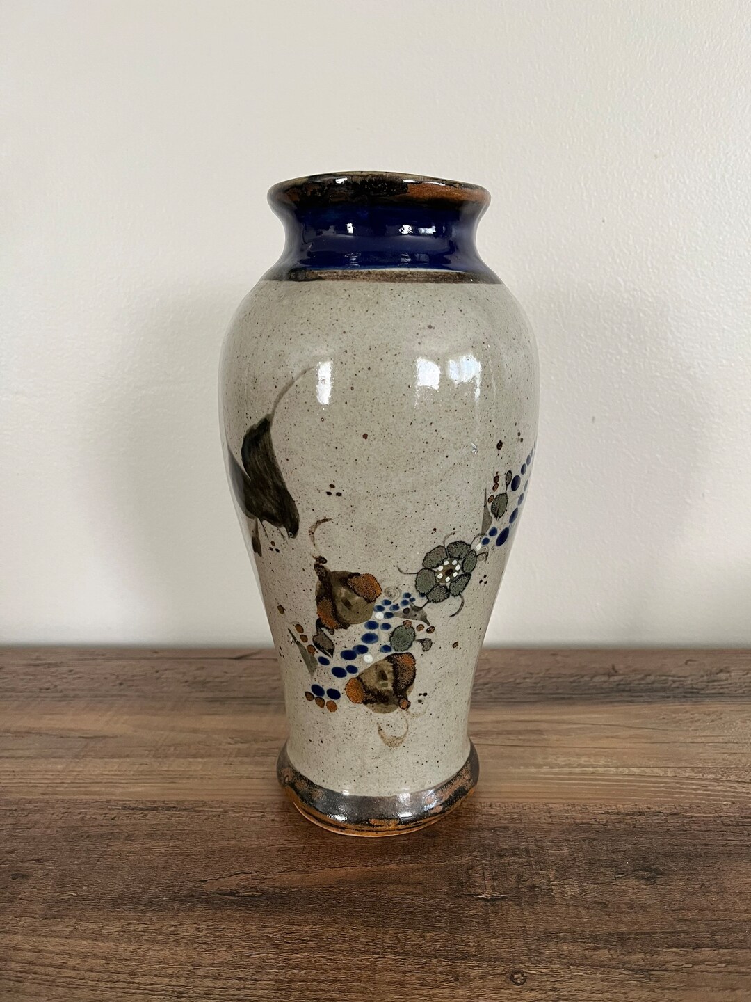Gorgeous Tonala Mexico Folk Art Burnished Vase 10.5 Tall - Etsy