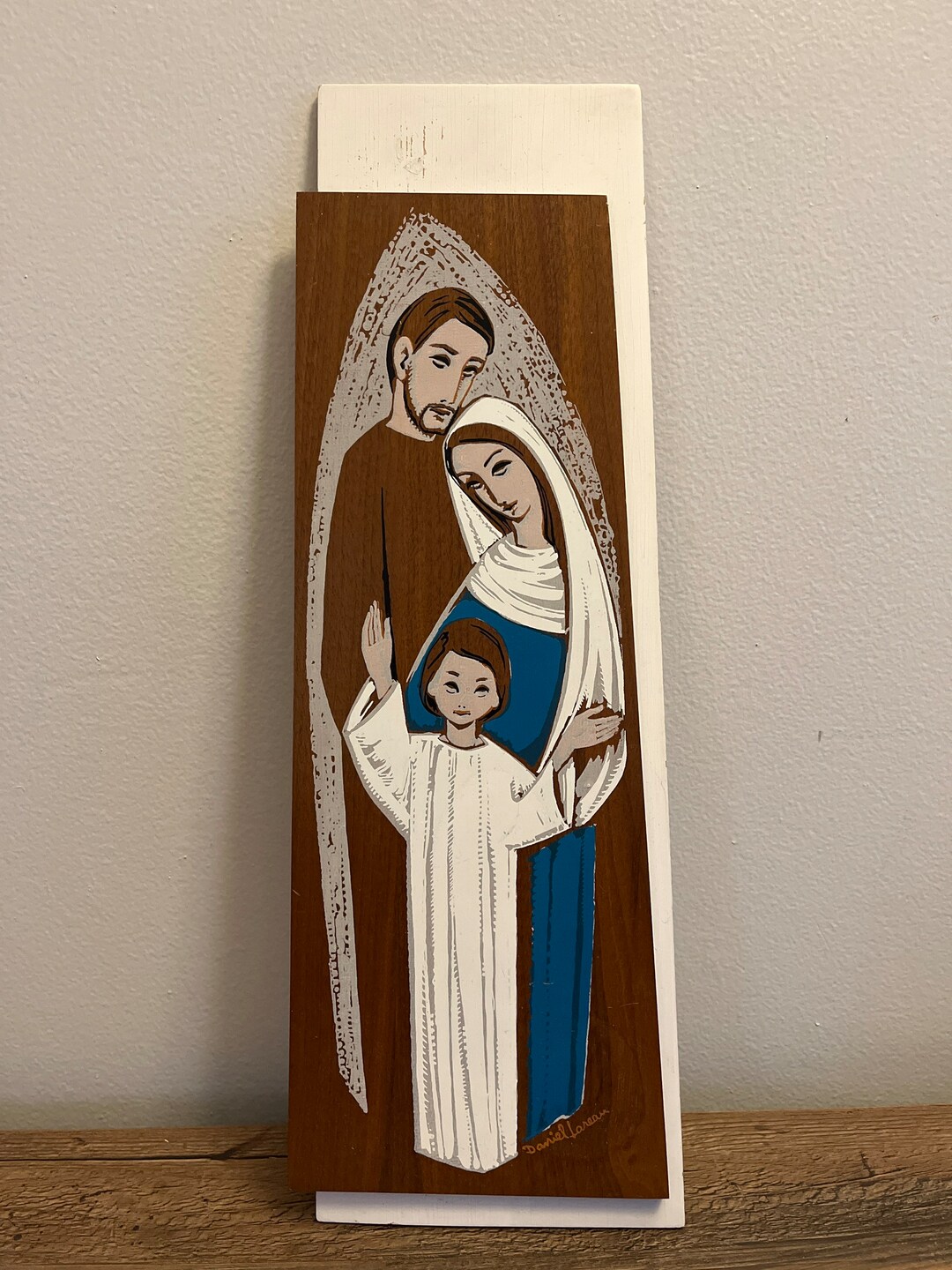 Vintage, Mid Century Jesus, Mary & Joseph Painting on Wood Board by ...
