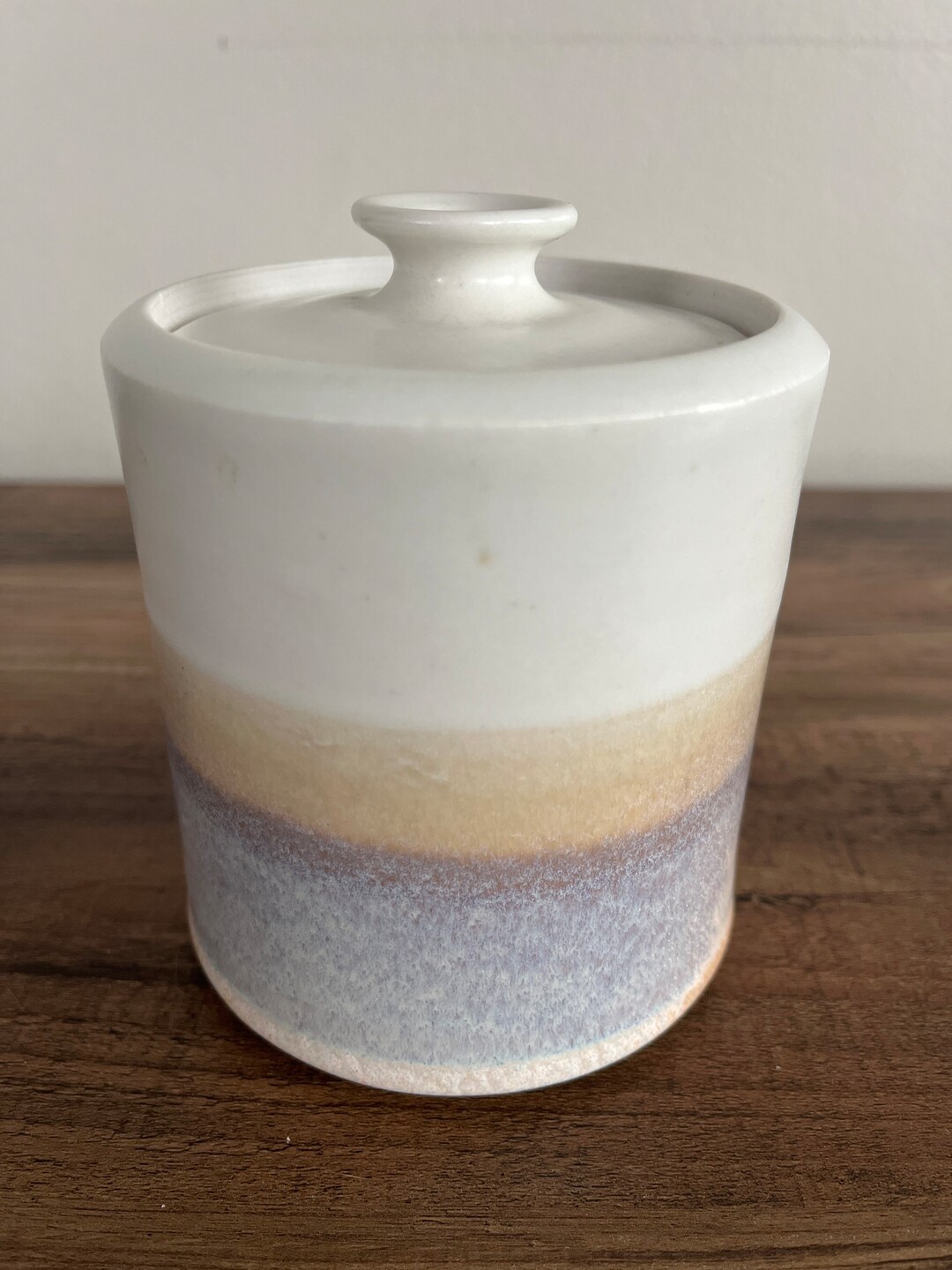 Hand Thrown Pottery Stoneware Container White With Pastel Accent - Etsy
