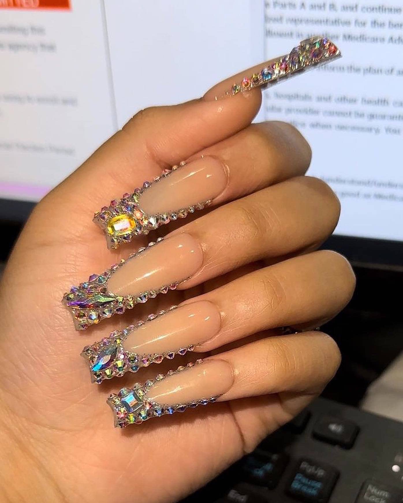 Acrylic Press-ons Bling/rhinestone French Tips - Etsy