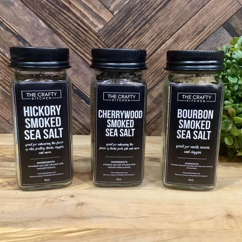 Smoked Sea Salts, Gourmet Seasoning, Bourbon, Hickory, Cherrywood - Etsy