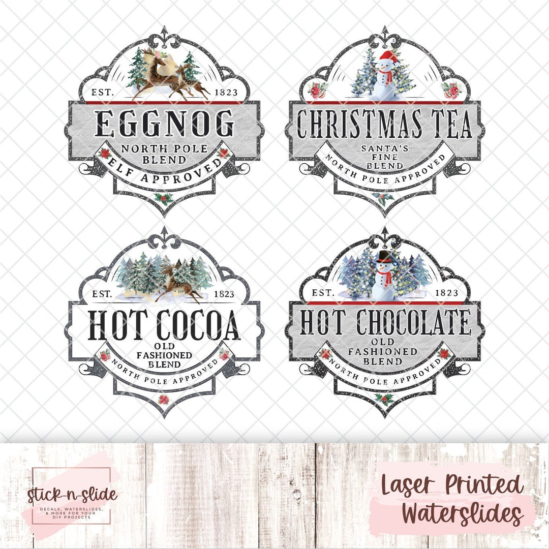 Christmas Drink Labels Hot Chocolate, Hot Cocoa, Christmas Tea, Eggnog ...