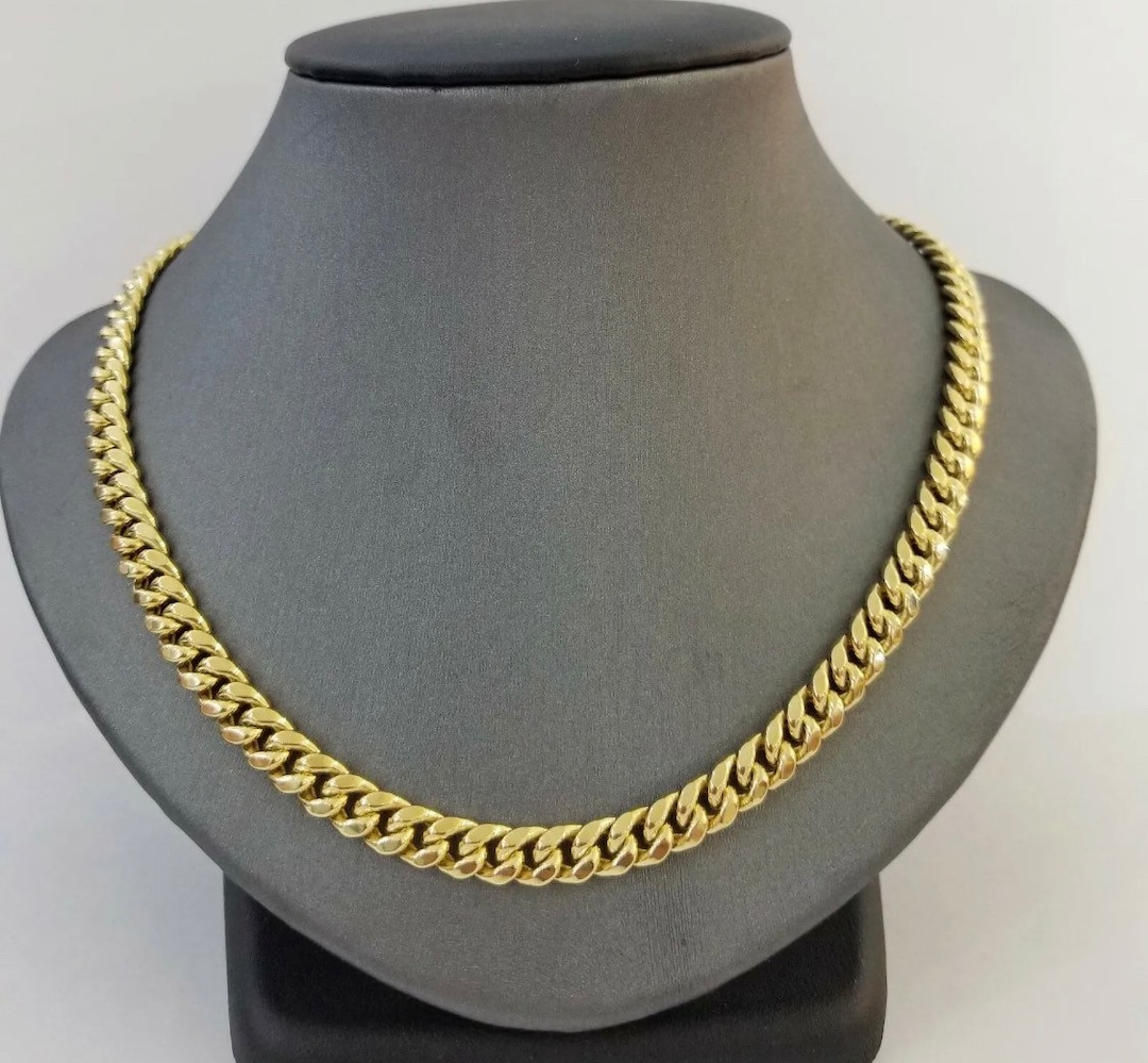 Real Gold 7mm 24 Miami Cuban Link Necklace 10KT Yellow Gold Chain ...