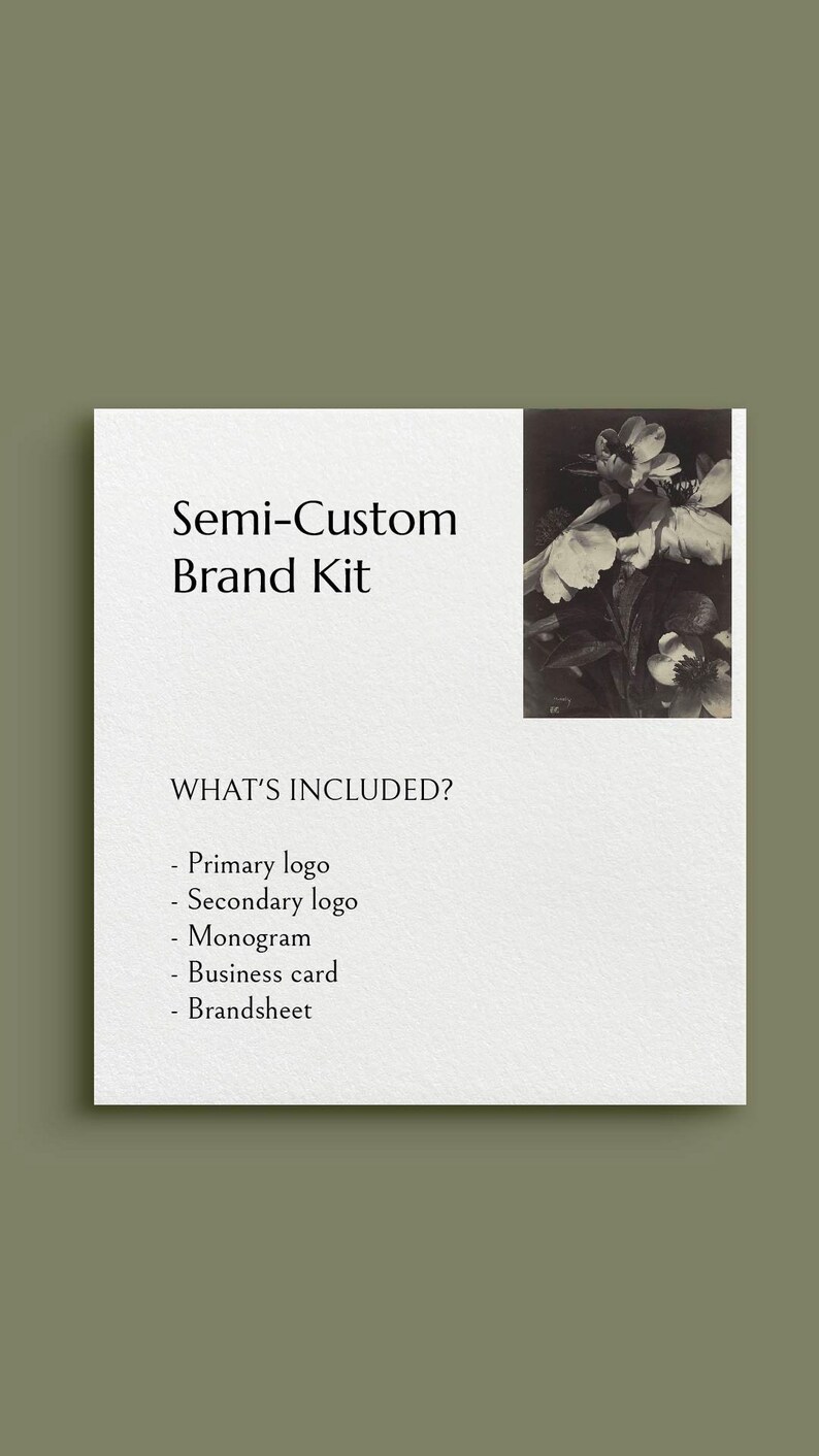 Semi Custom Branding Kit, Boho Brand Kit, Botanical Branding Kit, Semi ...
