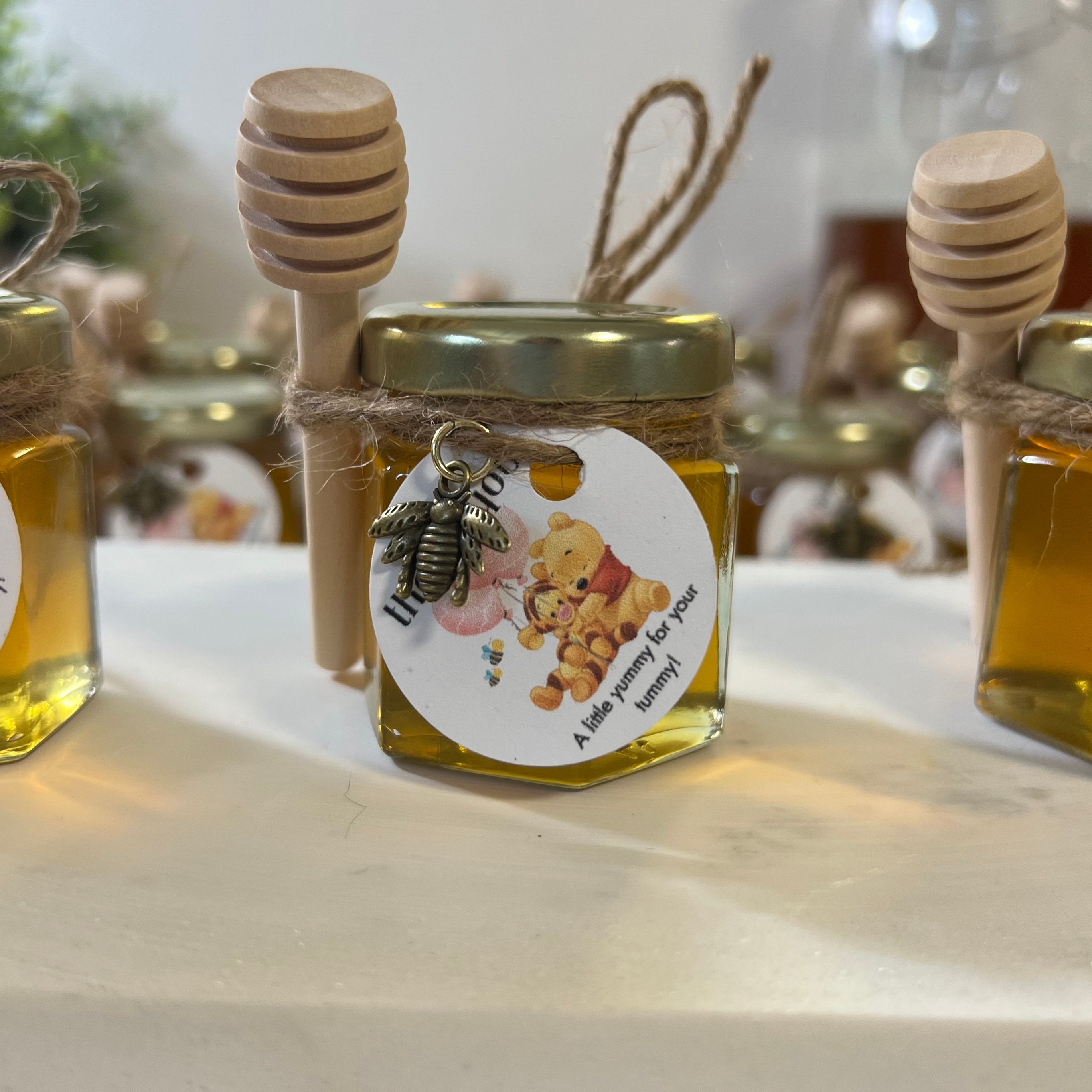 2oz Wildflower Honey Jar Favors, Bee Charm, Dipper - Etsy