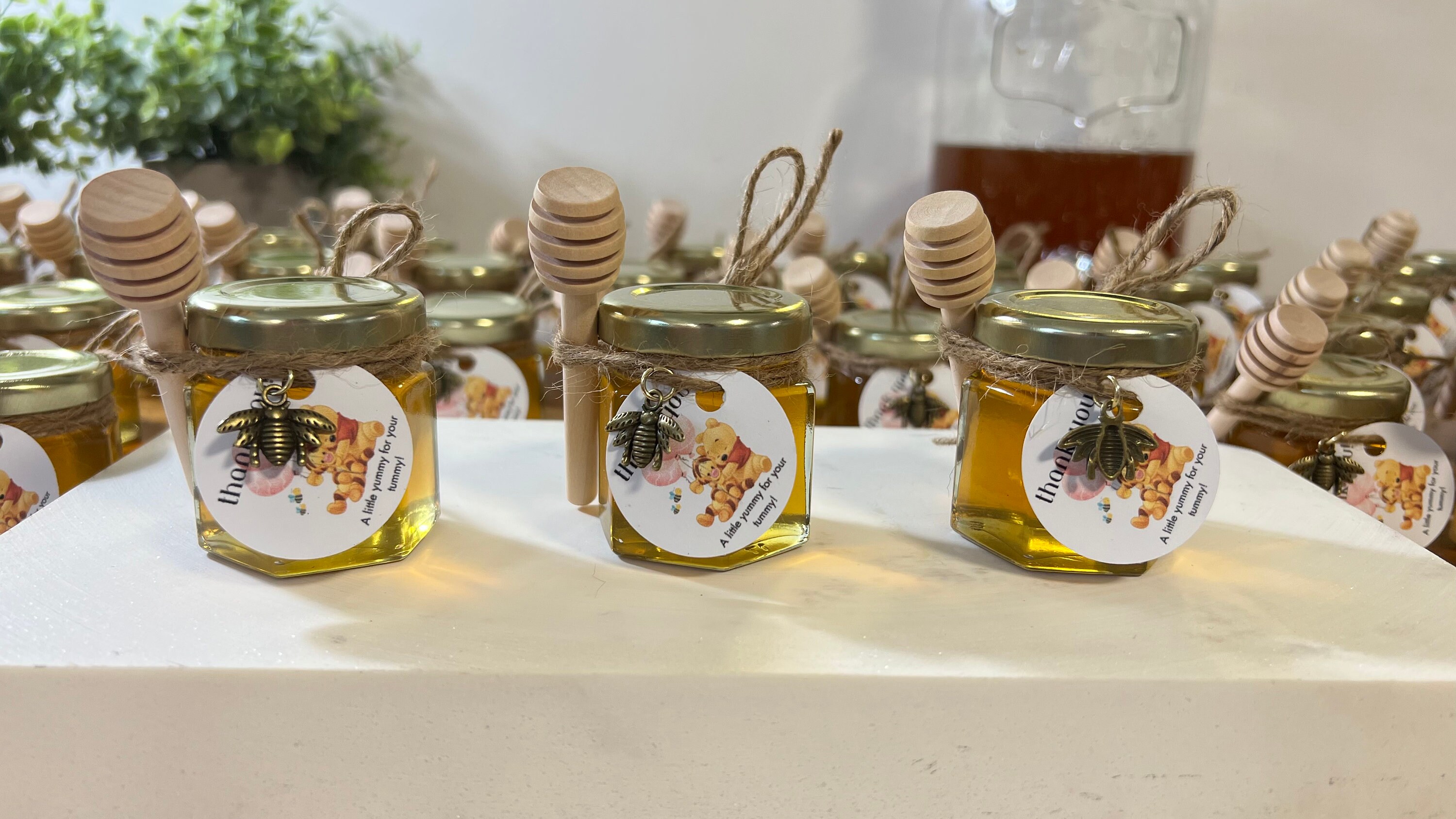 2oz Wildflower Honey Jar Favors, Bee Charm, Dipper - Etsy