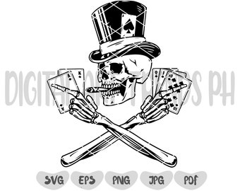 Skeleton Gambler Svg - Etsy