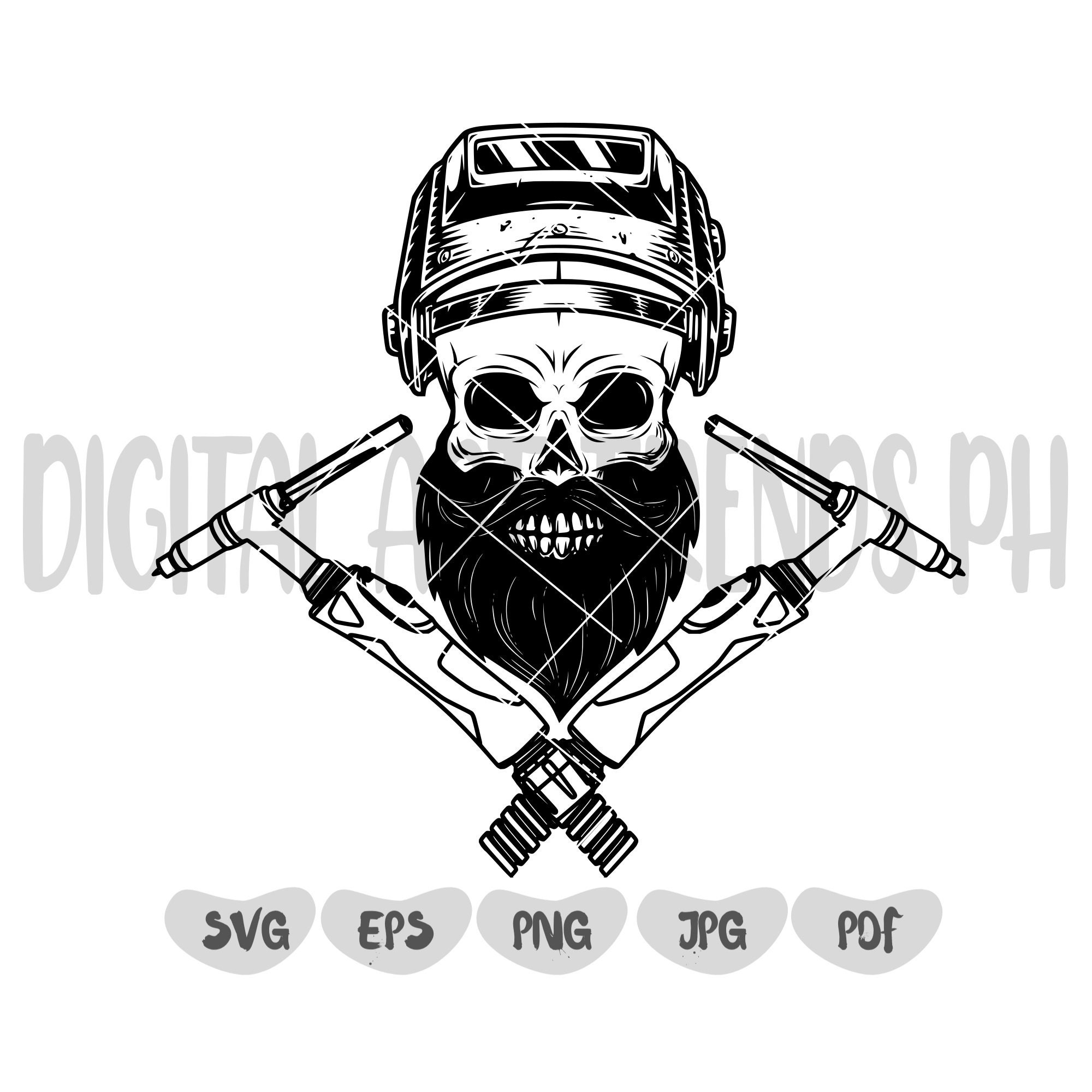 Skull With Tig Torches Svg Skull Svg Skull Welder Svg - Etsy