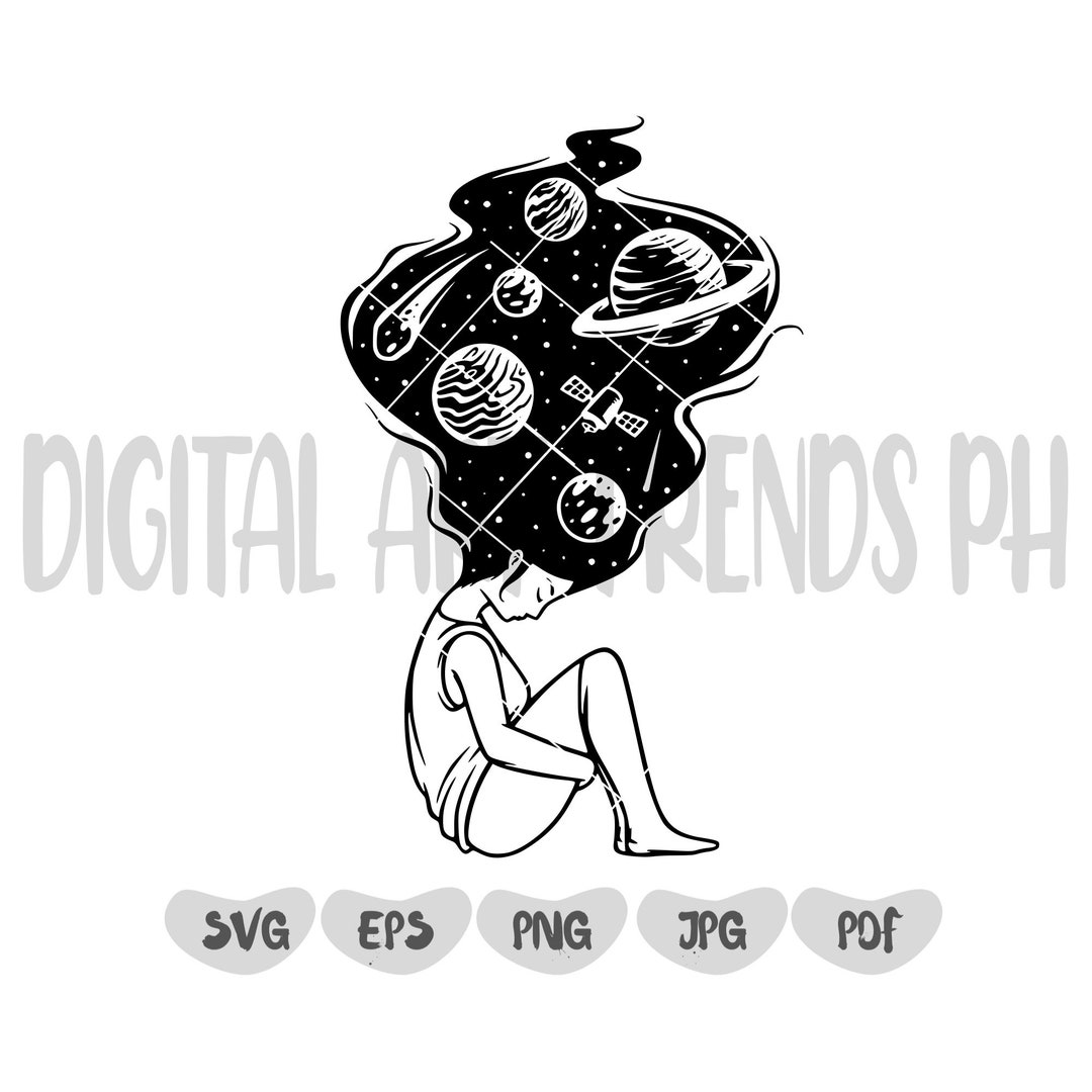 Buy Sad Space Girl Svg Galaxy Girl Svg Universe Girl Svg Online in ...