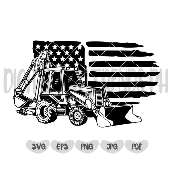 Backhoe Loader Clip Art - Etsy