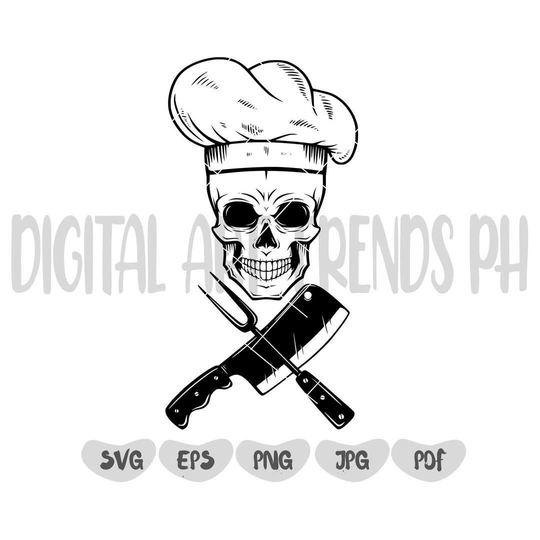 Chef Skull SVG Skeleton Cook SVG Kitchen SVG Restaurant - Etsy