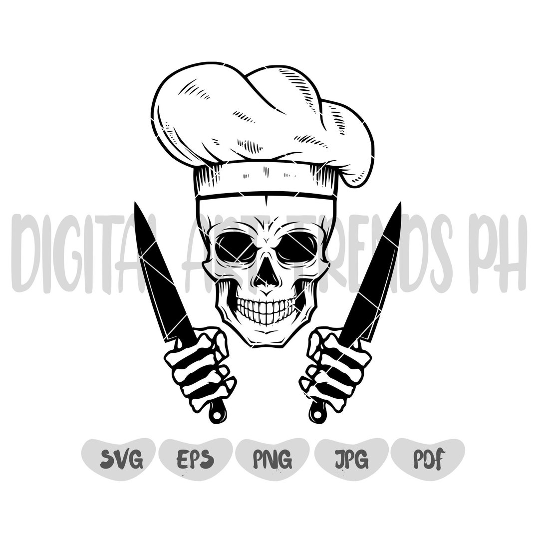 Chef Skull SVG Skeleton Cook SVG Kitchen SVG Restaurant - Etsy