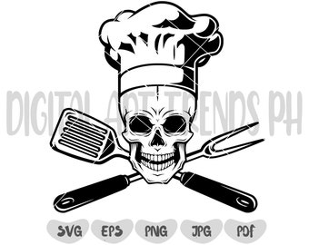 Chef Skull Grill Svg - Etsy