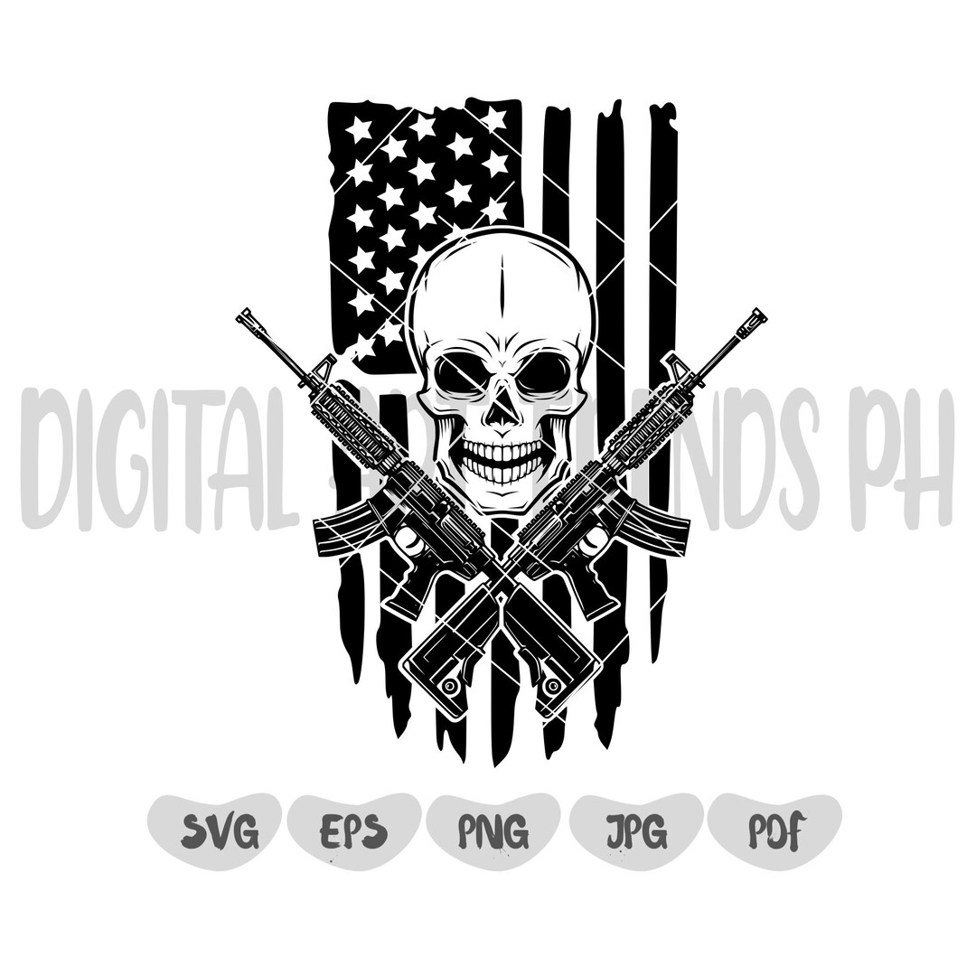 Skull and Gun SVG Rifle Clipart Svg Skull Clipart Svg AR15 - Etsy Australia