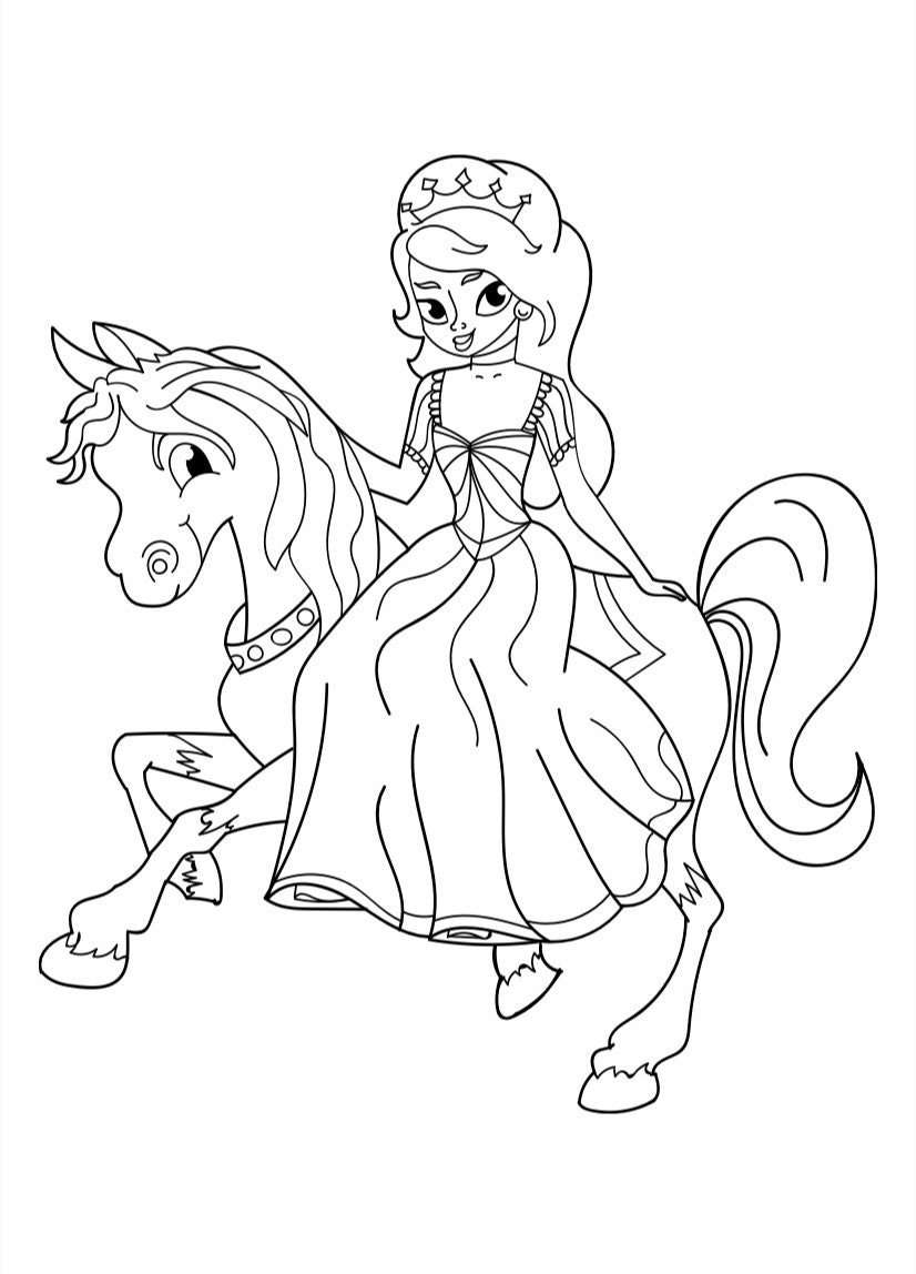 Princess Coloring Book for Kids - Instant Digital Download Ebook ...