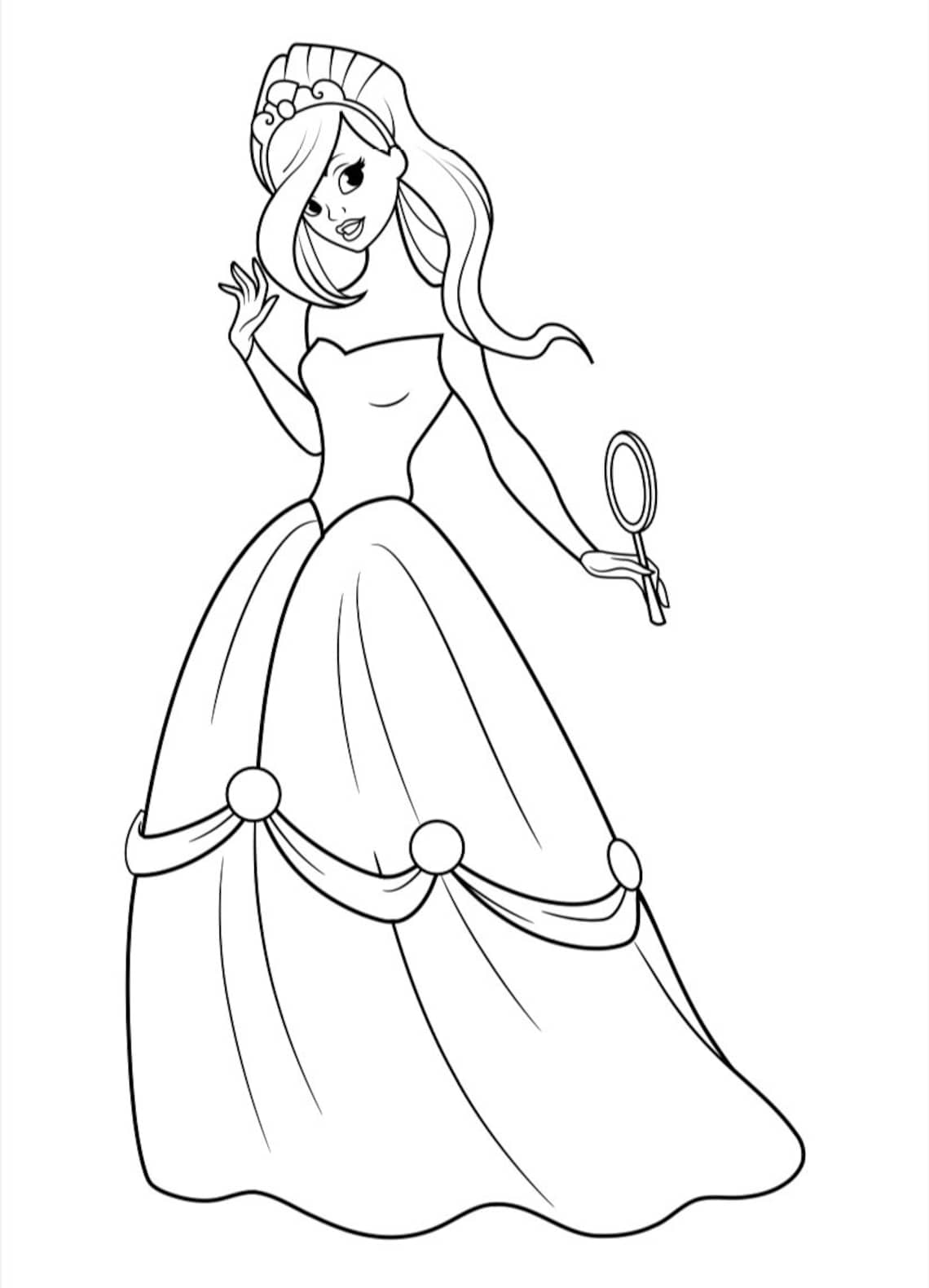 Princess Coloring Book for Kids - Instant Digital Download Ebook ...