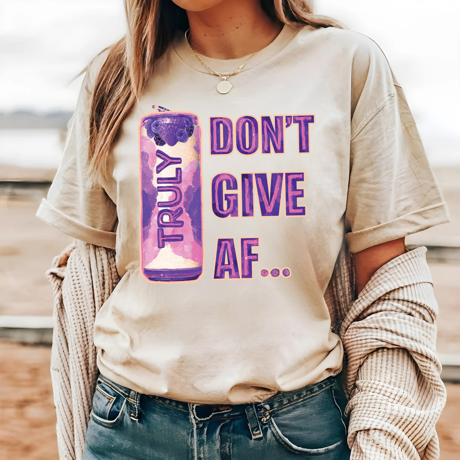 Truly Don't Give Af Png | Trendy Painted Seltzer Can Logo Pink Purple ...