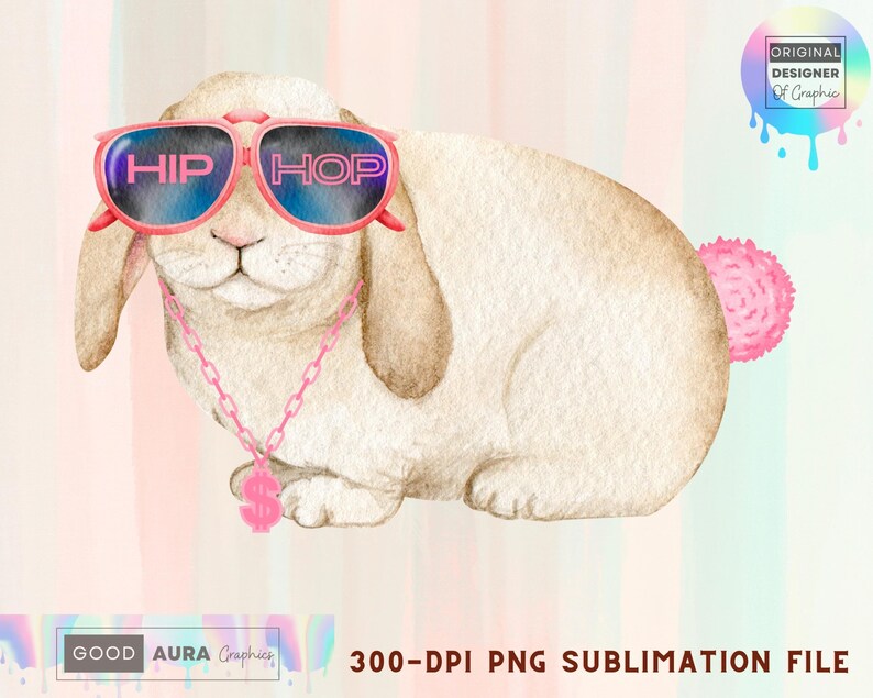 Hip Hop Bunny Cute Sublimation PNG Digital Download Funny Easter Tshirt ...