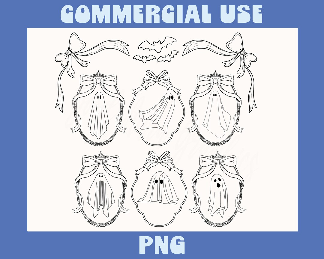 Sketchy Vintage Coquette Ghost Frames Png | Girly Sublimation Halloween ...