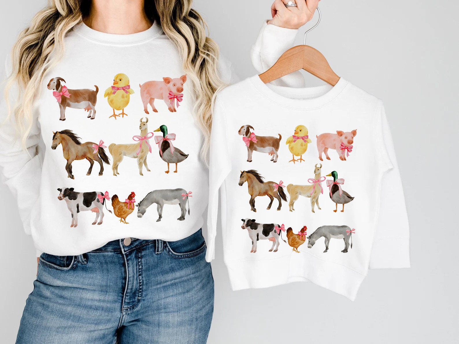 Coquette Farm Animals Sublimation, Watercolor Bow Cow Chicken Barn PNG ...