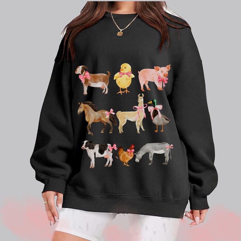 Coquette Farm Animals Sublimation, Watercolor Bow Cow Chicken Barn PNG ...