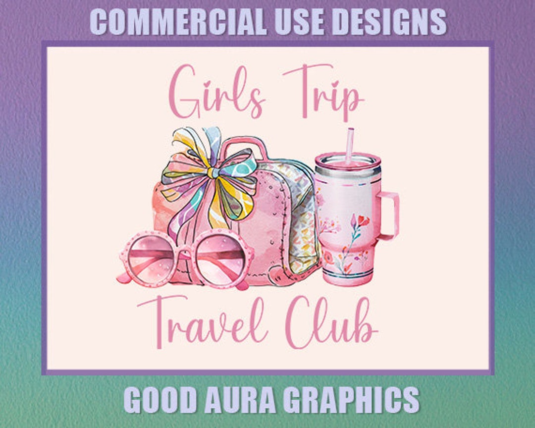 Pink Watercolor Girls Trip Travel Club Coquette Tumbler Sunglasses Png ...