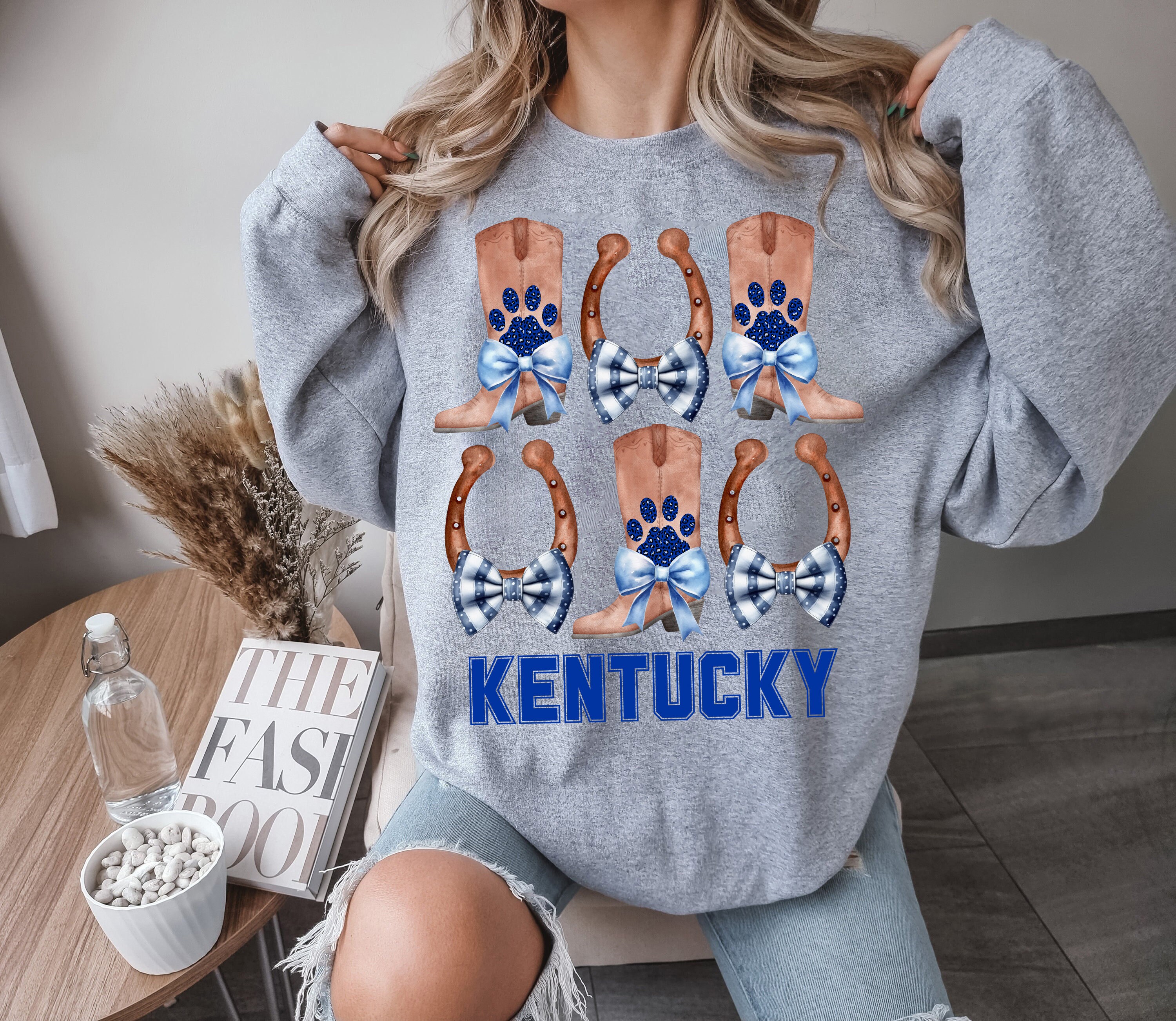 Kentucky Blue Watercolor Cowgirl Boots Coquette Bows Wildcat Png ...