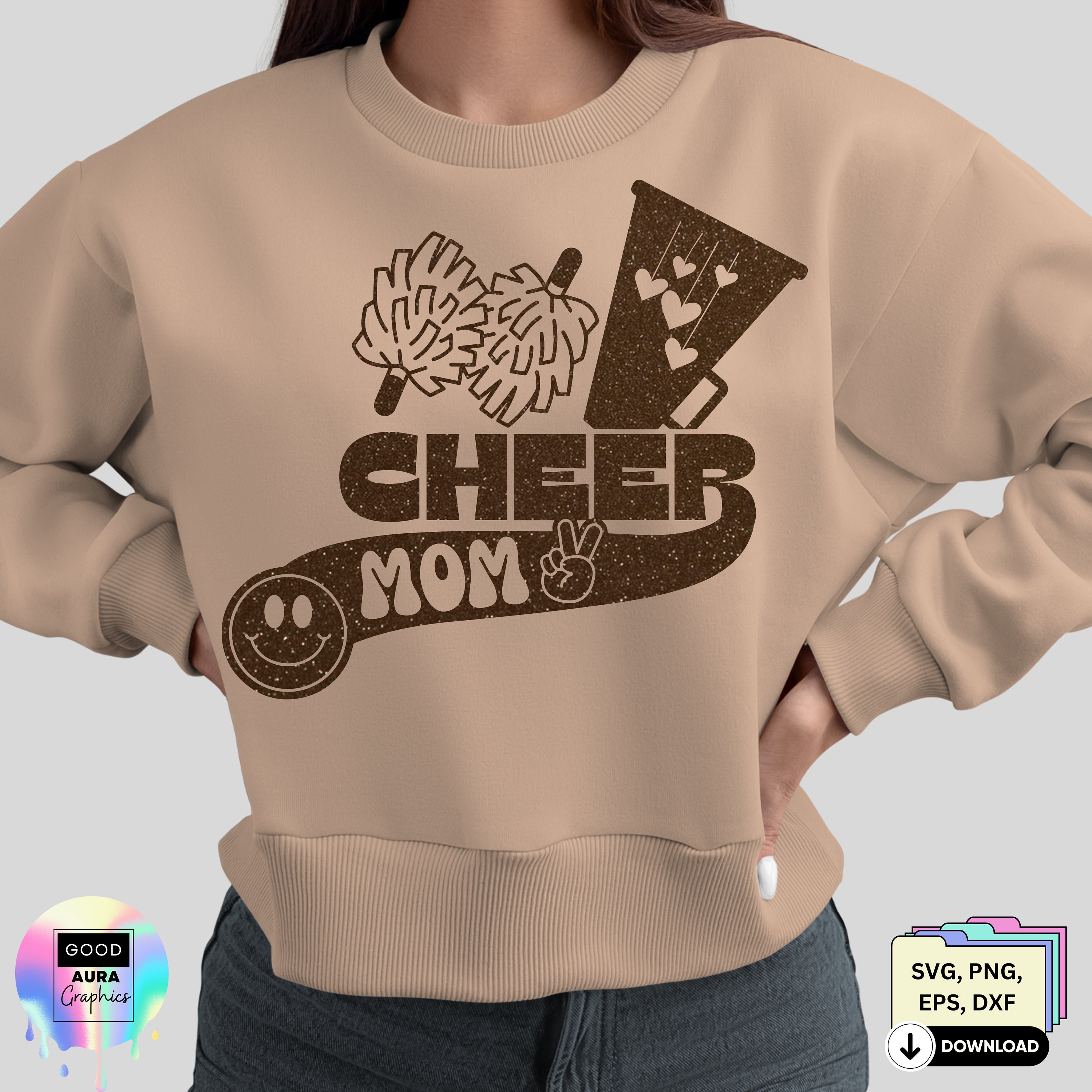 Cheer Mom Svg, Dxf Eps Png, Megaphone Svg, Pom Pom Svg, Smile, Cheer ...