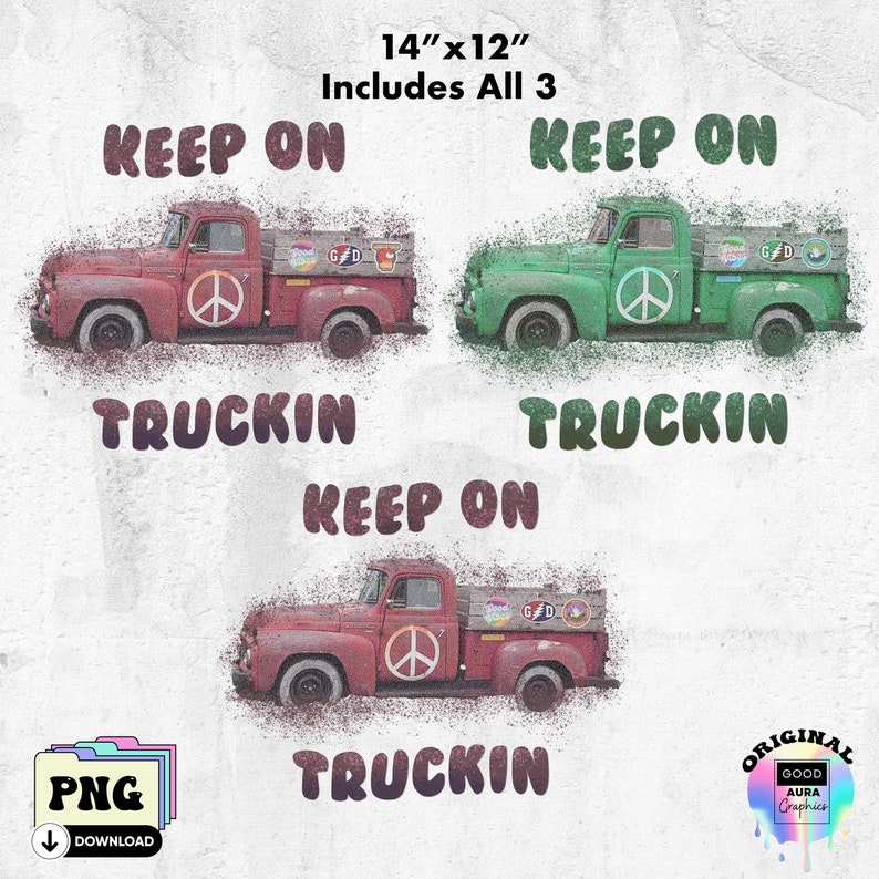 Retro Hippie VW Truck Png Keep on Truckin Peace Sign Png Bundle ...