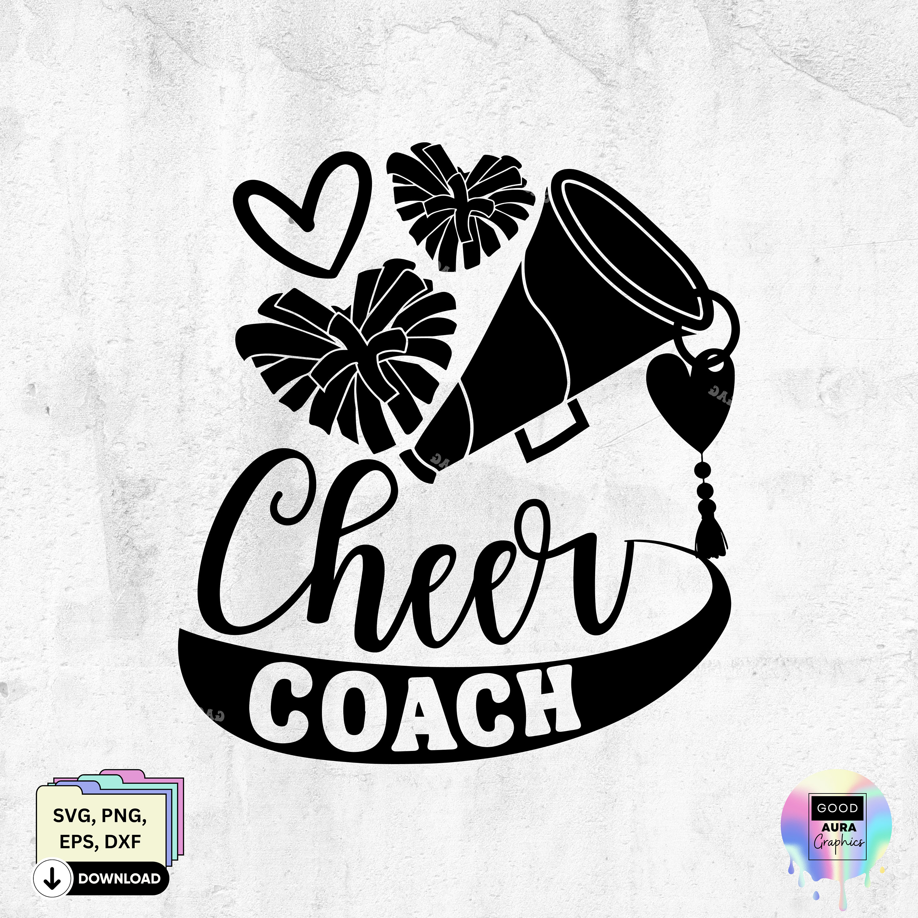 Cheer Coach Svg Dxf Eps Png Hearts Pom Pom Megaphone Cheer - Etsy