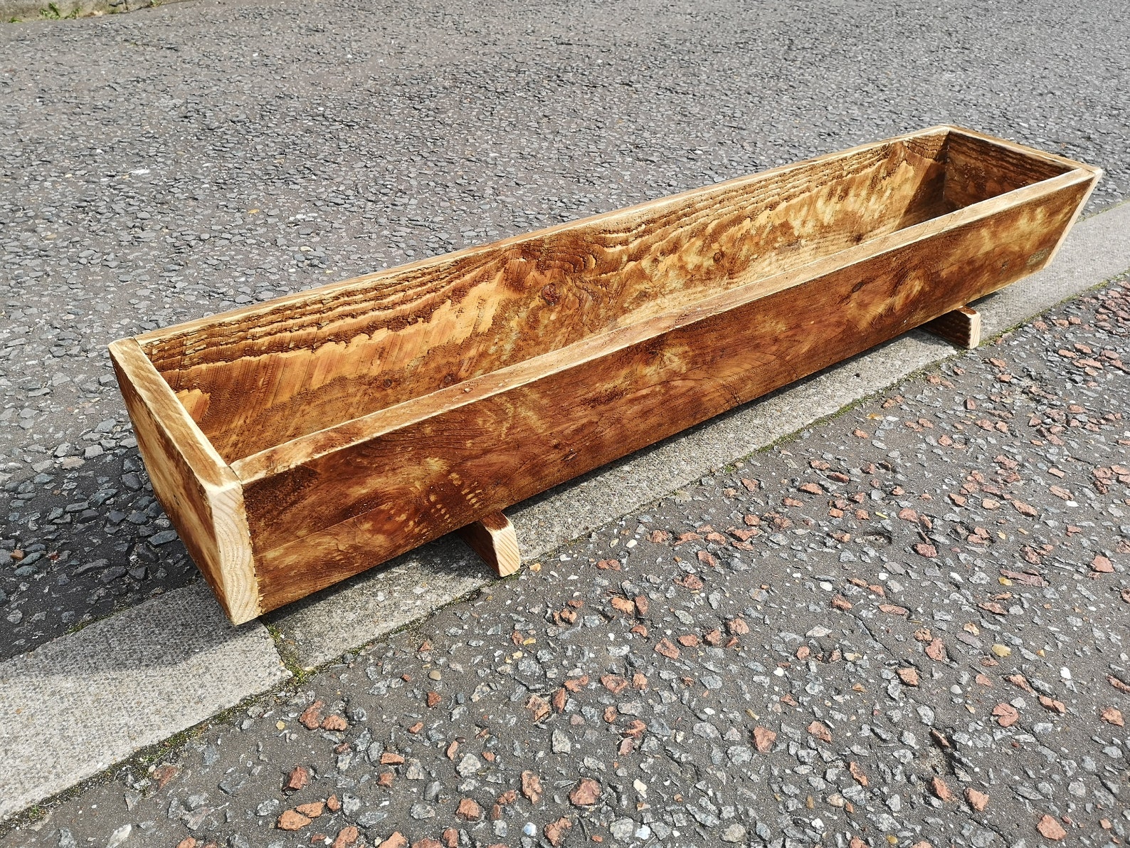 90cm Rustic Angled Wooden Floor Patio Planter Trough Plant Pot - Etsy UK