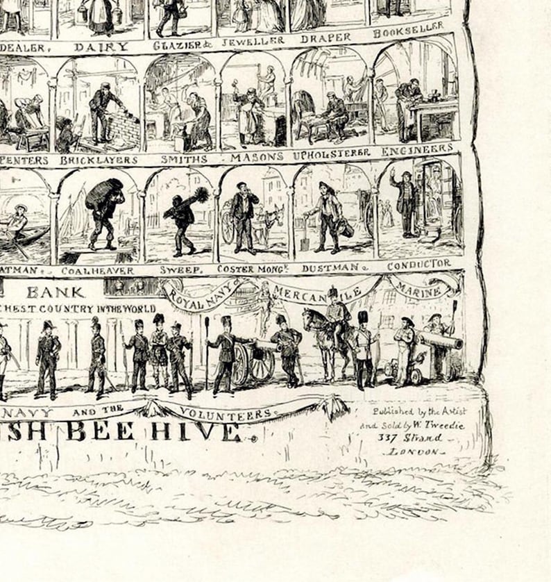 1867 "british Bee Hive" Etching by George Cruikshank - Etsy