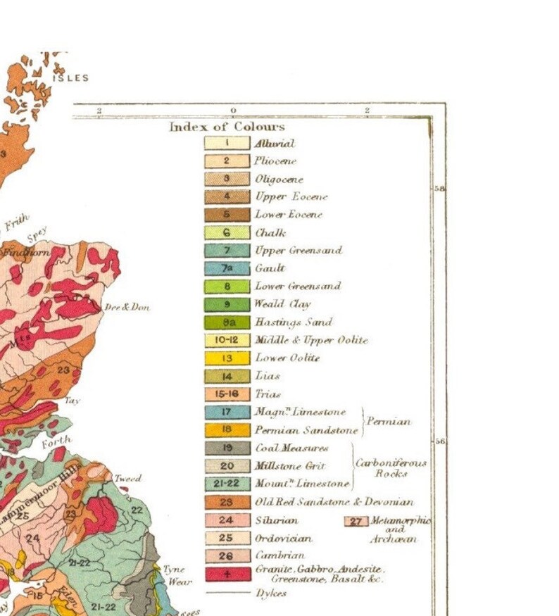 Vintage Geological Map of Great Britain, Colorful Wall Art Print - Etsy UK