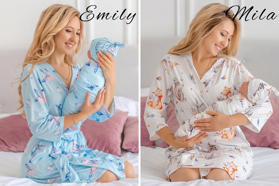 Matching Robe and Swaddle Set Mom and Baby Maternity Robe and - Etsy