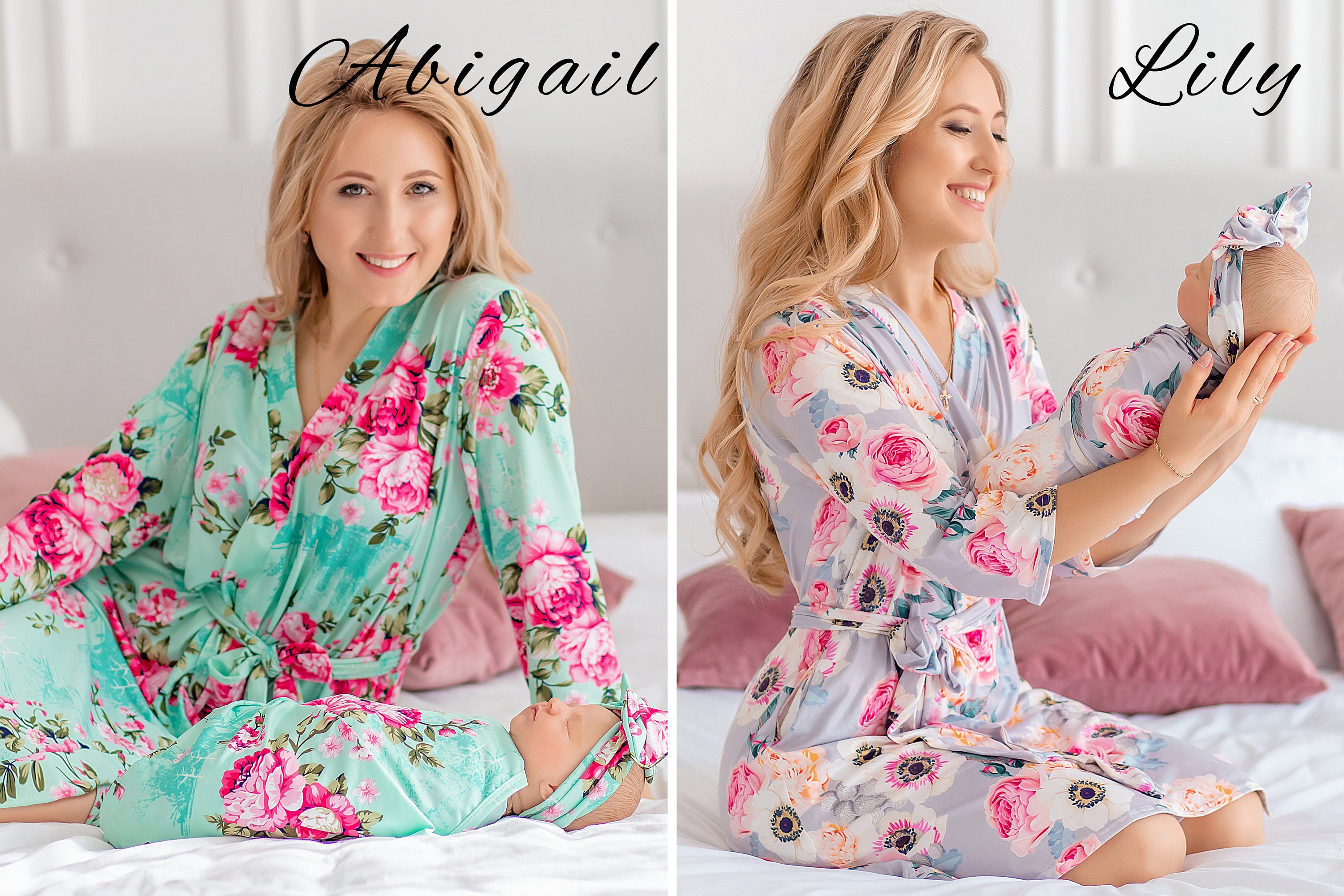 Labor and Delivery Gown Matching Baby Set Labor and Delivery Gown and ...