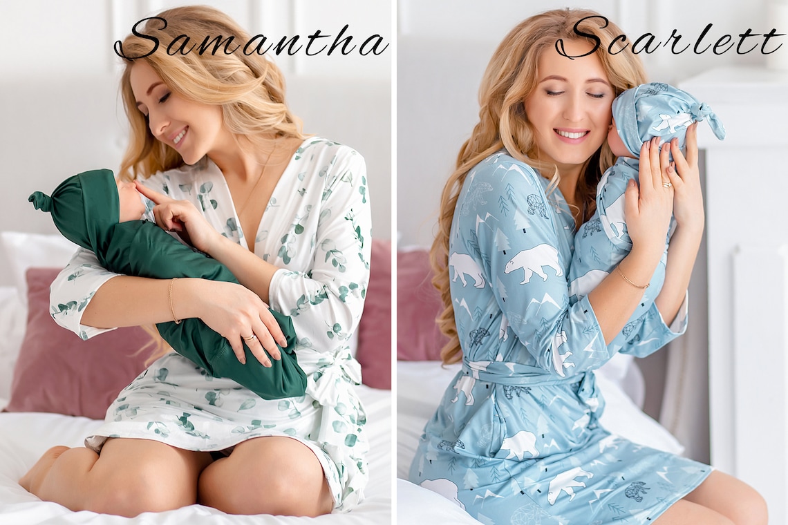 Matching Robe and Swaddle Set Mom and Baby Maternity Robe and - Etsy