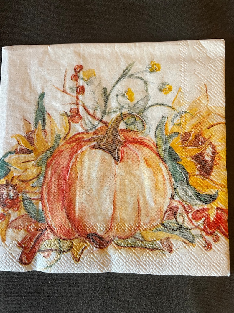 Decoupage Paper Napkins ~ Pumpkins, Sunflowers, Fall Foliage ~ Set of 4 ...