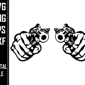 Hand Holding Two Guns Design Logo Pistols Weapon Shoot Firearm | Etsy