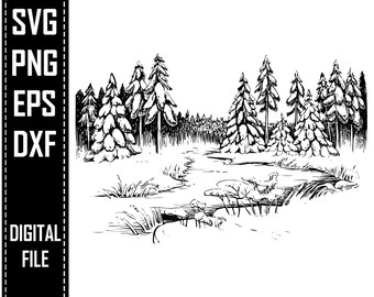 Mountain River Svg | Etsy