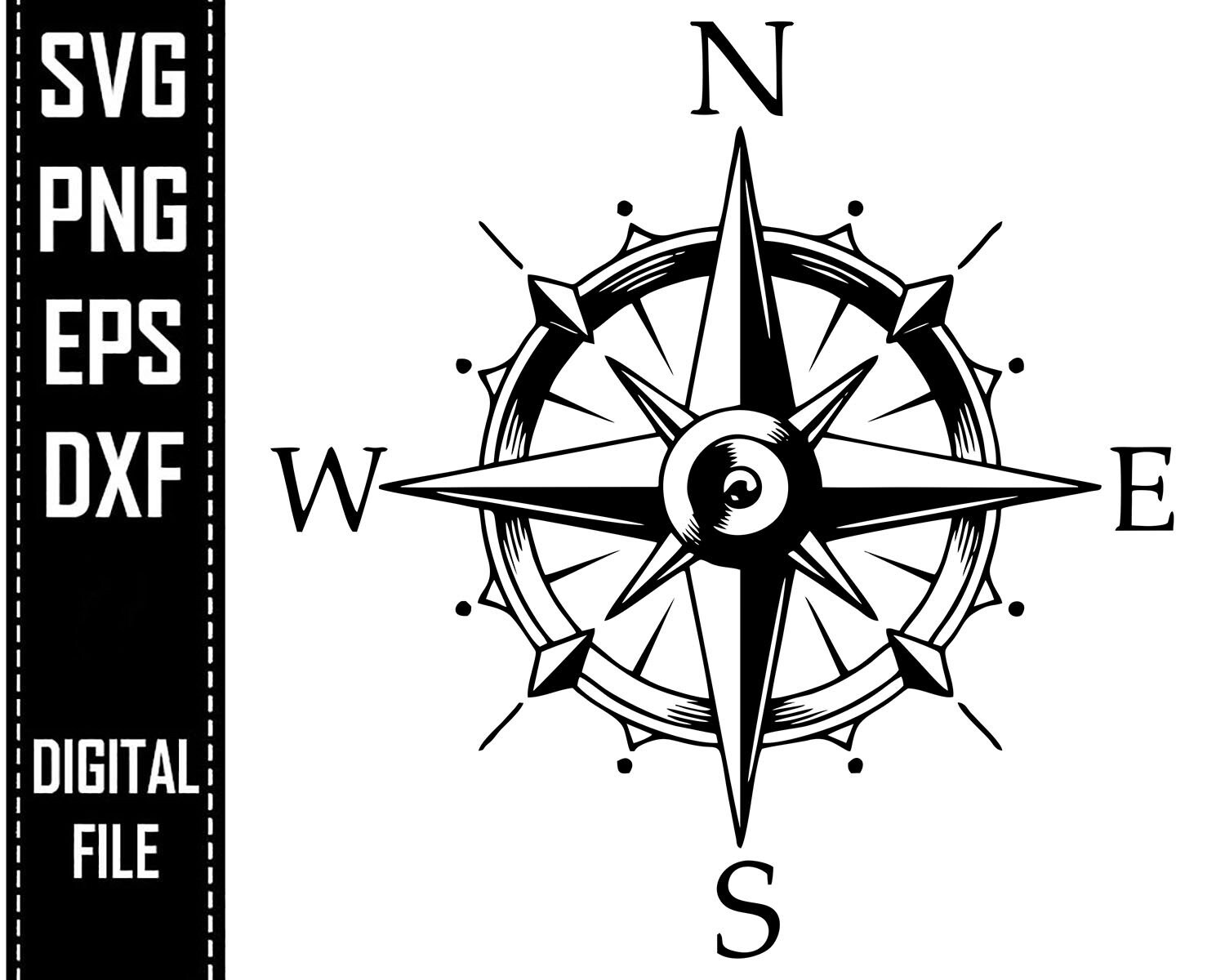 Nautische Kompass Svg Kompass Clipart Eps Nautischen Kompass Etsy