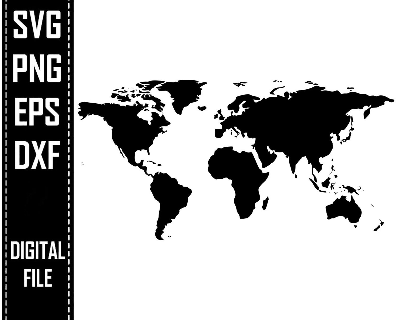 World Map Svg World Eps Travel Png World Map Clipart Dxf | Etsy