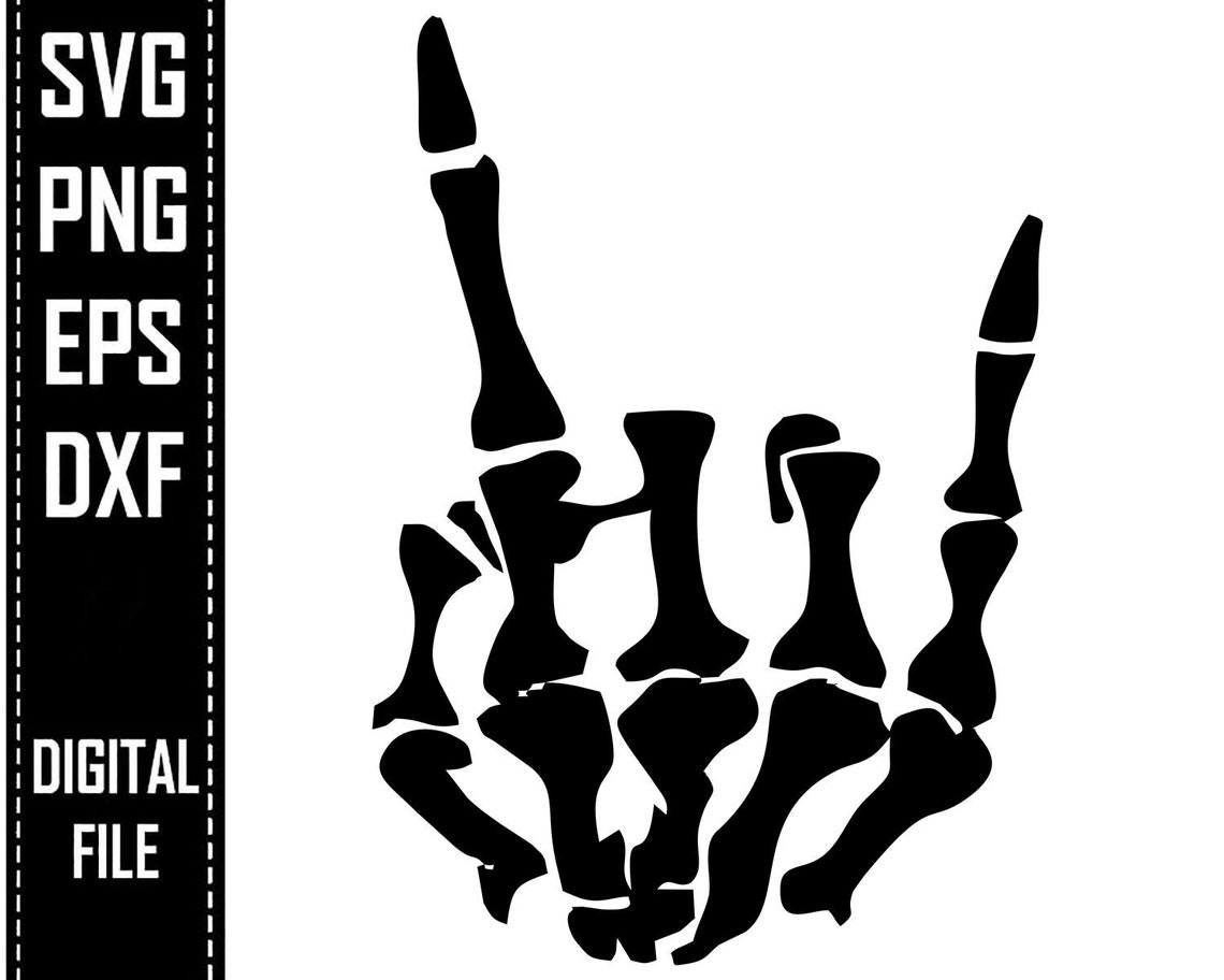 Skeleton Rock Hand Svg Eps Png Dxf Rock and Roll Vector | Etsy