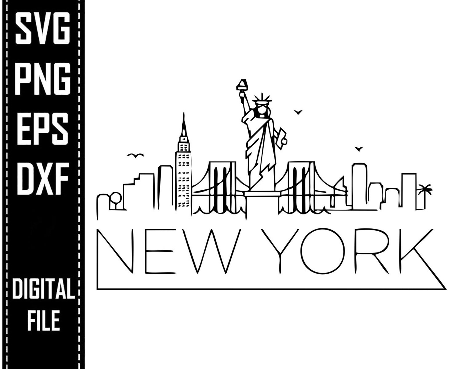 New York Svg New York City Vector Skyline New York City | Etsy