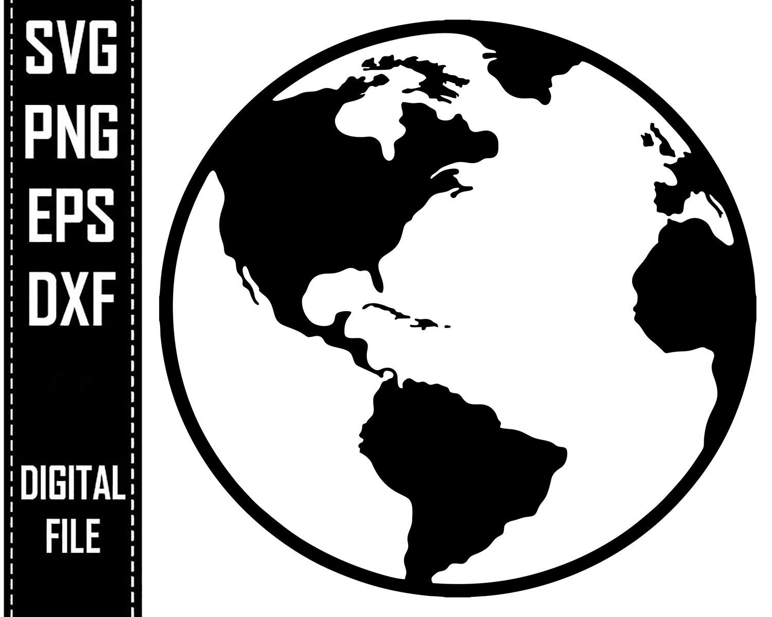 World Map Svg Dxf Png Travel Map Silhouette Clipart For Etsy Images